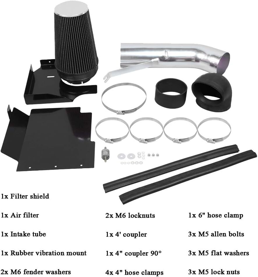 4" Inch Cold Air Intake Kit Heat Shield For 99-06 Silverado V8 4.8L/5 ...