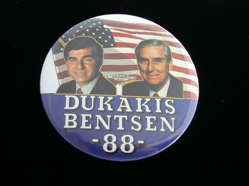 1988 Mike Dukakis for President 3" Pinback Button Dukakis Bentsen 88 ...