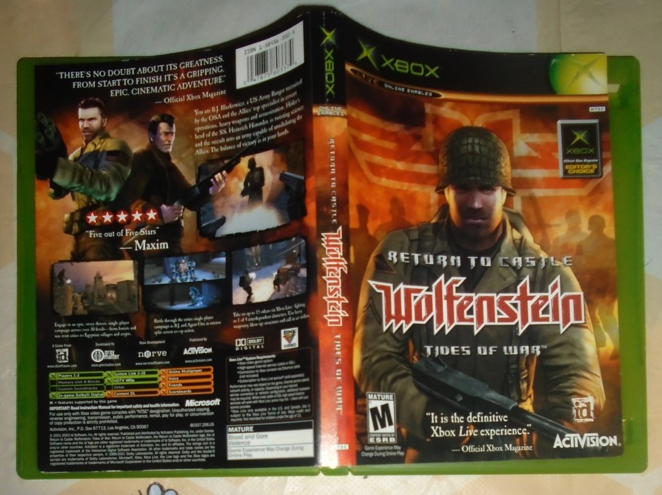 Xbox OG Return to Castle Wolfenstein Tides of War wArtwork+Manual ...