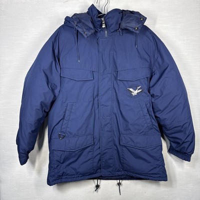 Vintage Triple Fat Goose Jacket Men Large Blue Hooded Down Parka Coat ...