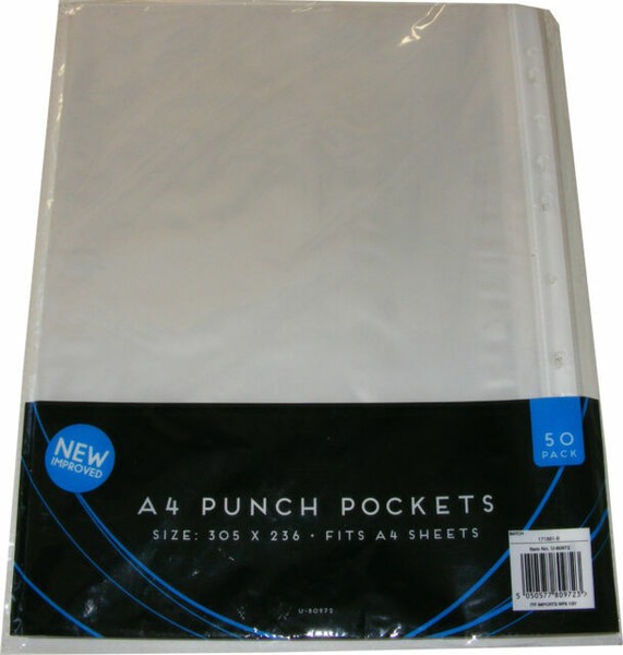 100 X A4 Strong Plastic Punch Punched Pockets Folders Filing Wallets 100 X A4 Strong Plastic Punch Punched Pockets Folders Filing Wallets