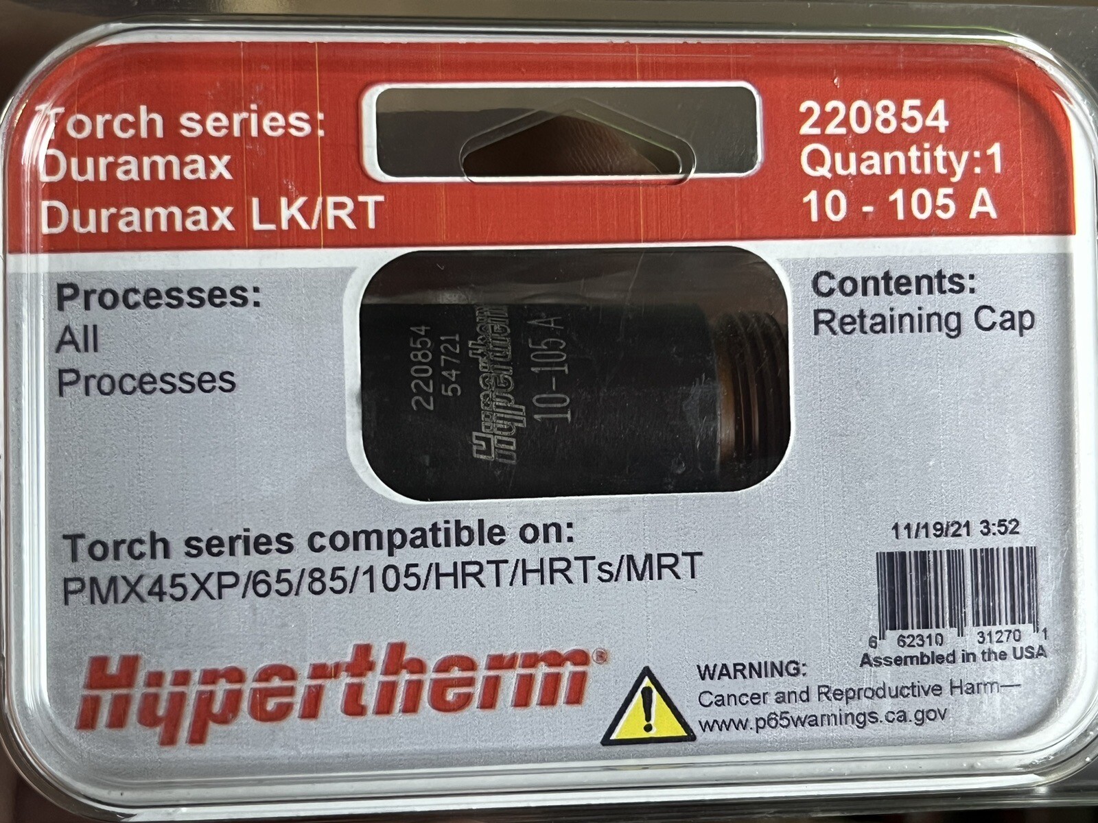 Genuine Hypertherm PowerMax 65/85/105 Retaining Cap 220854 for sale ...