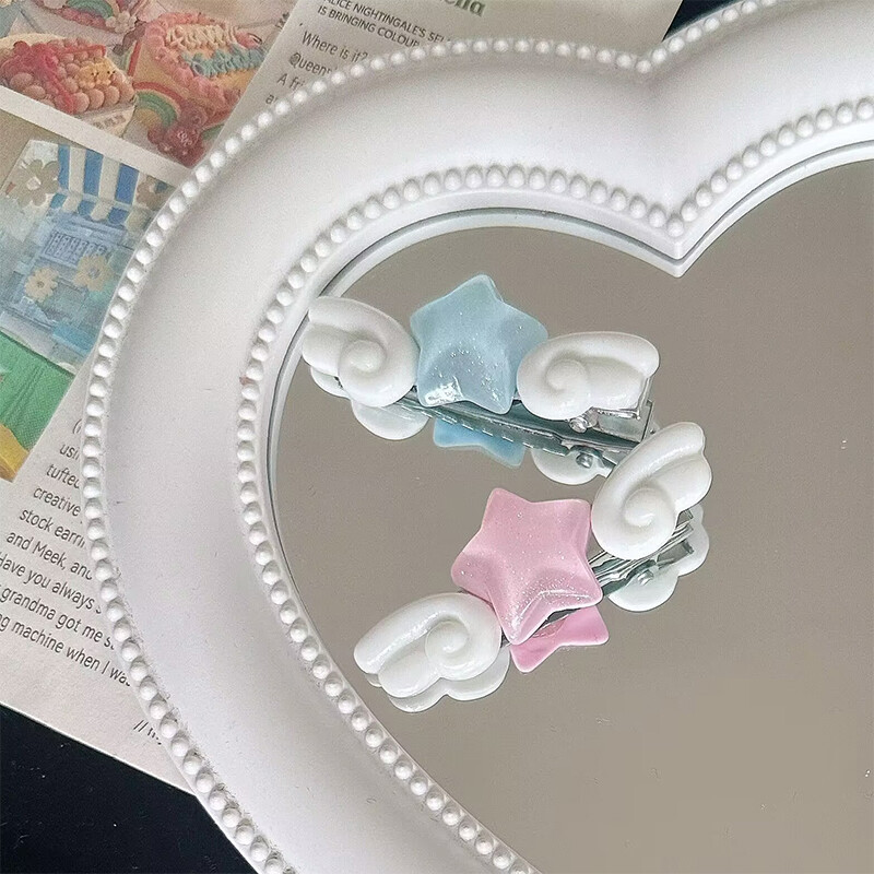 Cartoon Angel Wings Star Pentagram Hair Clip for Women Cute Sweet ...