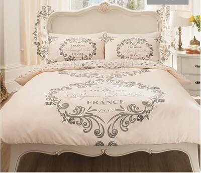 Reversible Duvet Quilt Cover Bedding Set Single Double King Size SCRIPT ...