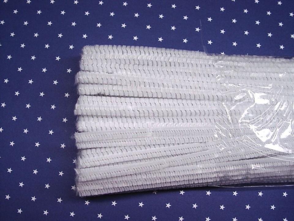 Pipe Cleaners Chenille White Fluffy Stems 12in. 100pc. crafts DIY ...
