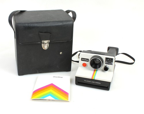 POLAROID ONE STEP RAINBOW SX-70 FILM LAND CAMERA W STRAP, CASE, AND ...