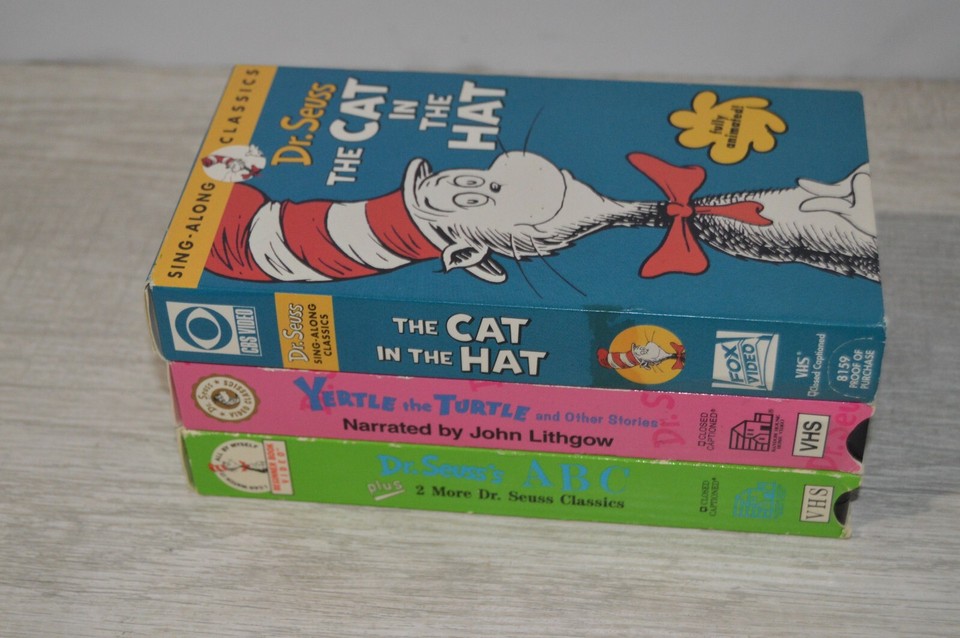 Dr Seuss's VHS Lot ABC Read Eyes Shut Cat in The Hat Yertle The Turtle ...