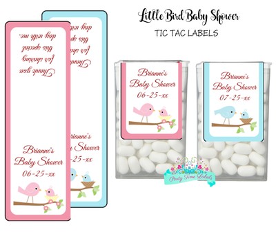 14 Little Bird Baby Shower Favors Pink Blue Tic Tac Labels Stickers | eBay