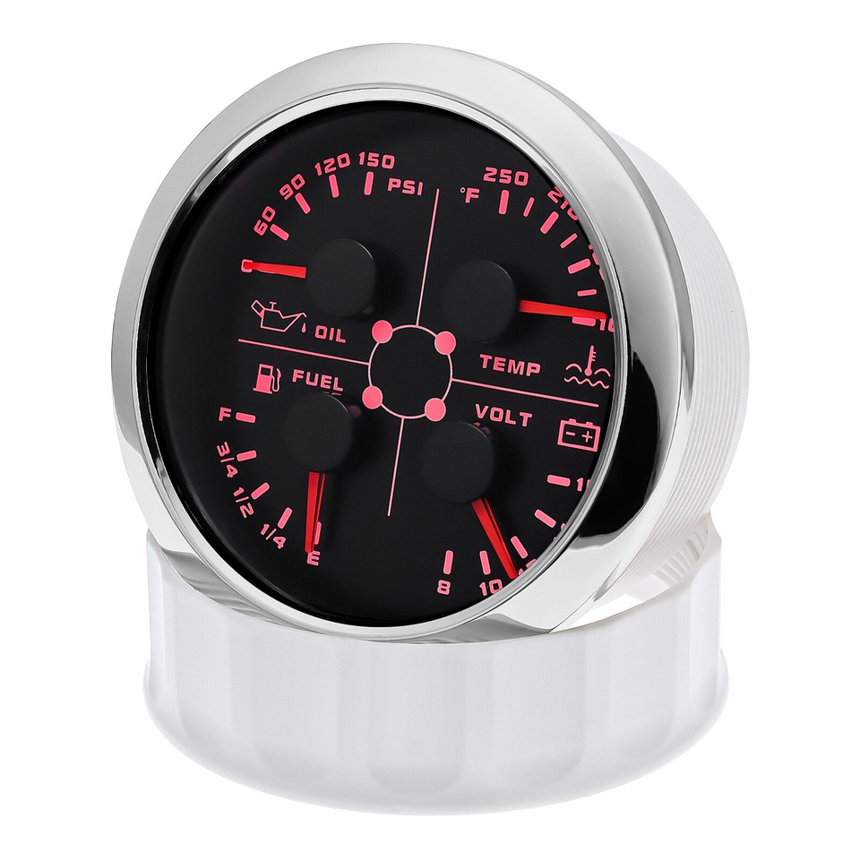 2 Gauge Set 85mm Boat GPS Speedometer 200MPH W/Tacho&4 IN 1 Gauge With ...