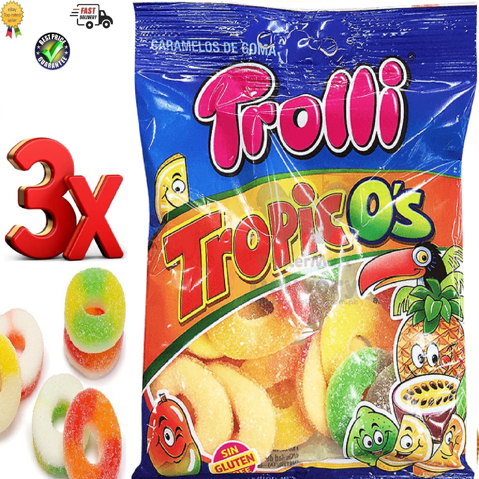 Trolli Tropico's Exotic Fruits Sweets Candy 3 x Bags Of 100gr / 3.53oz ...