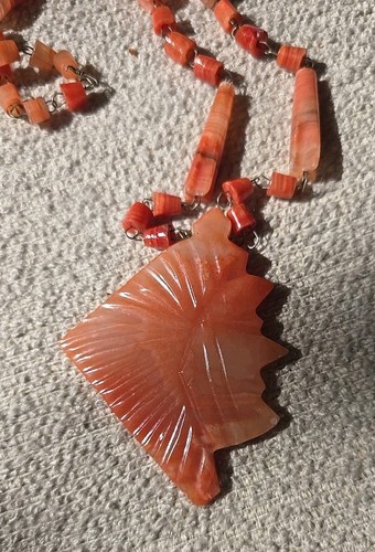 Necklace Beaded Carved Aztec Mayan Native American Chief Banded Agate ...