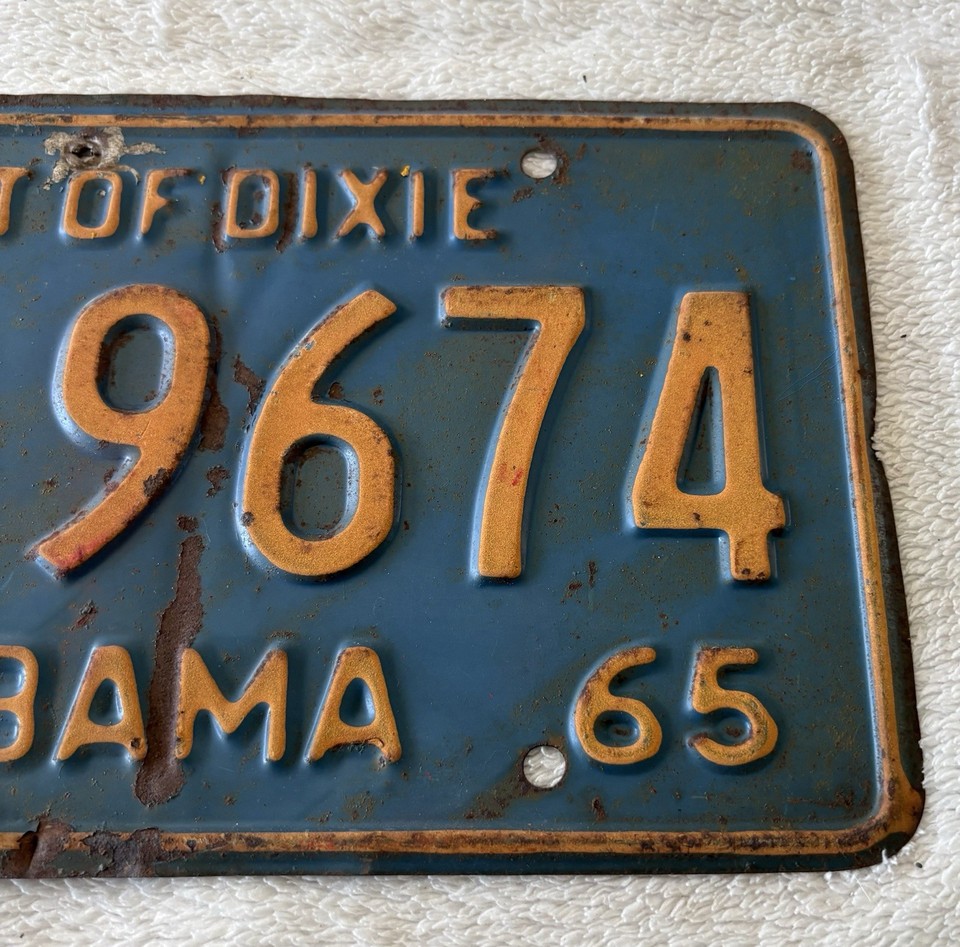 1965 Alabama License Plate Heart of Dixie 47-9674 Blue - Madison County ...