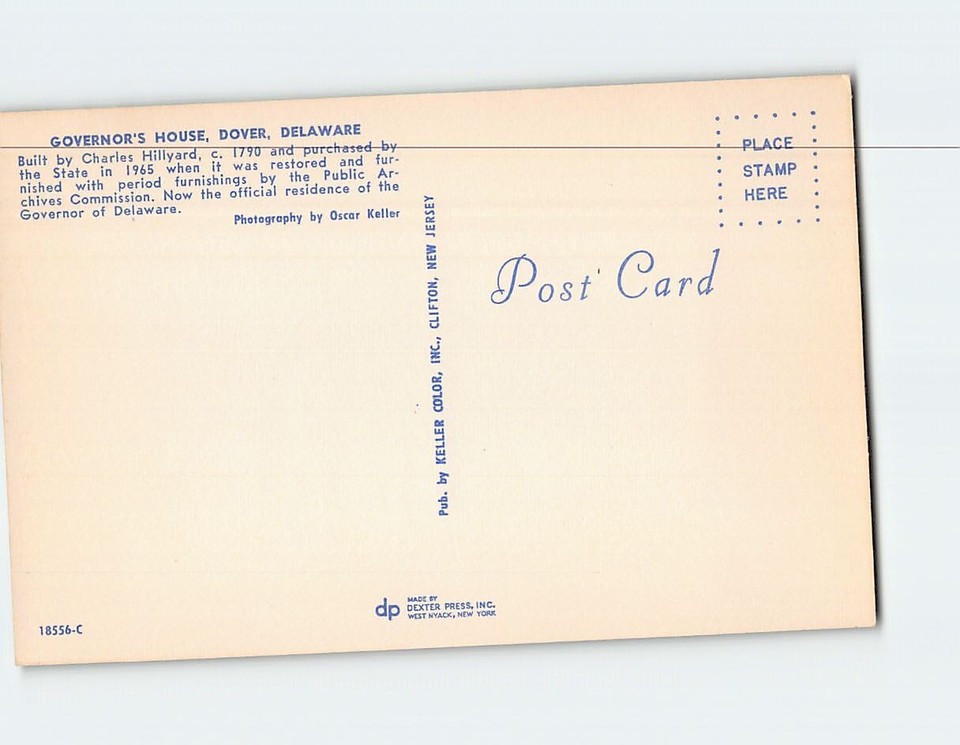 Postcard Governor's House Dover Delaware USA | eBay