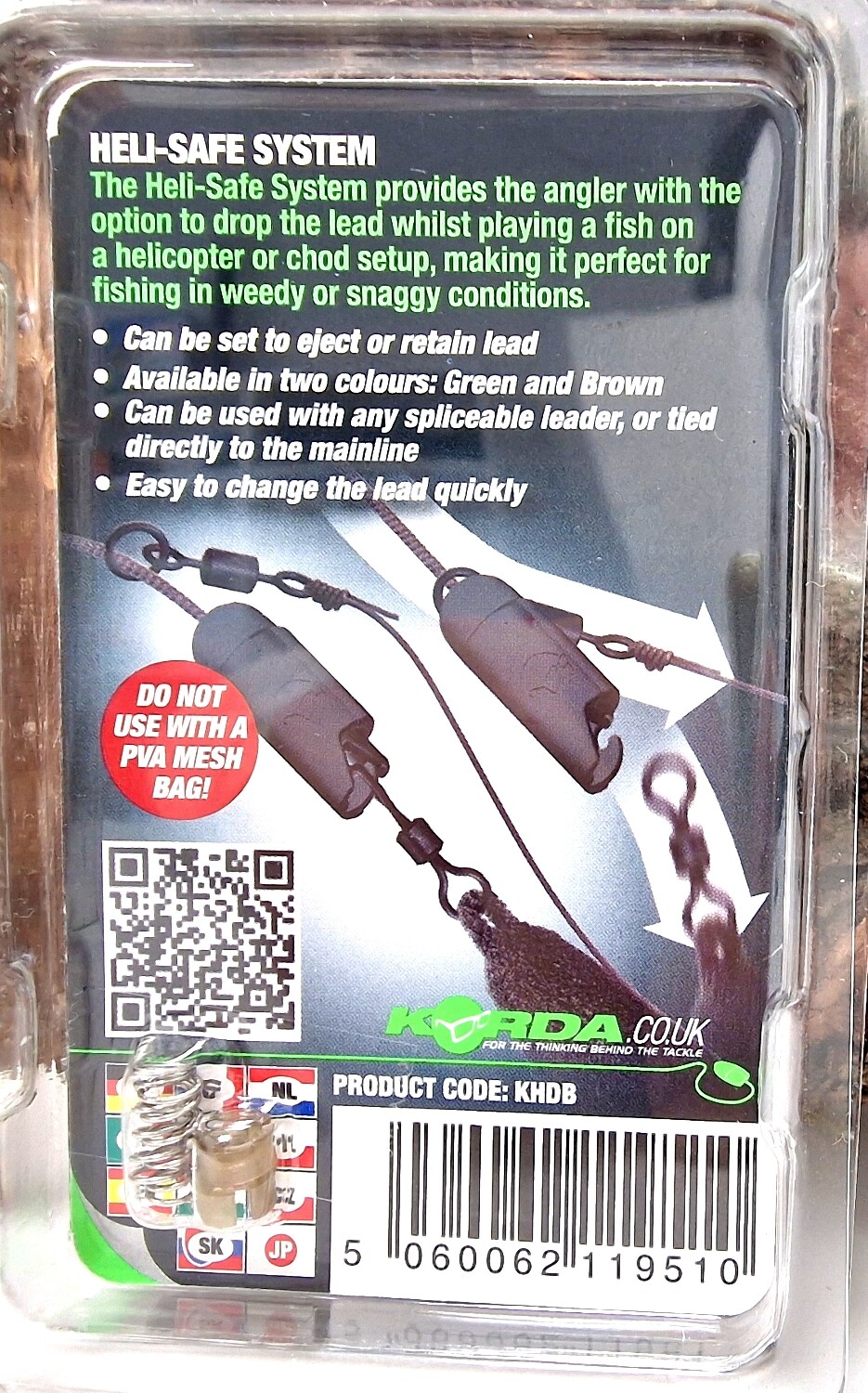 Korda Heli Safe Lead Release System Green 2 Stück für Helicopter + Chod ...