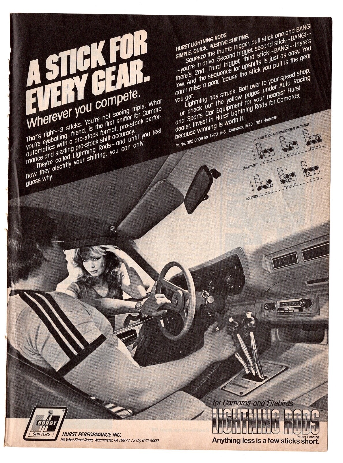 vintage 1970s mag print ad HURST PERFORMANCE INC Stick Shifts Sexy Girl ...