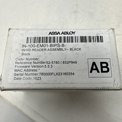 ASSA-ABLOY IN100 Reader, Black, IN-100-EM01-BIPS-B, 52-5780, NO ...