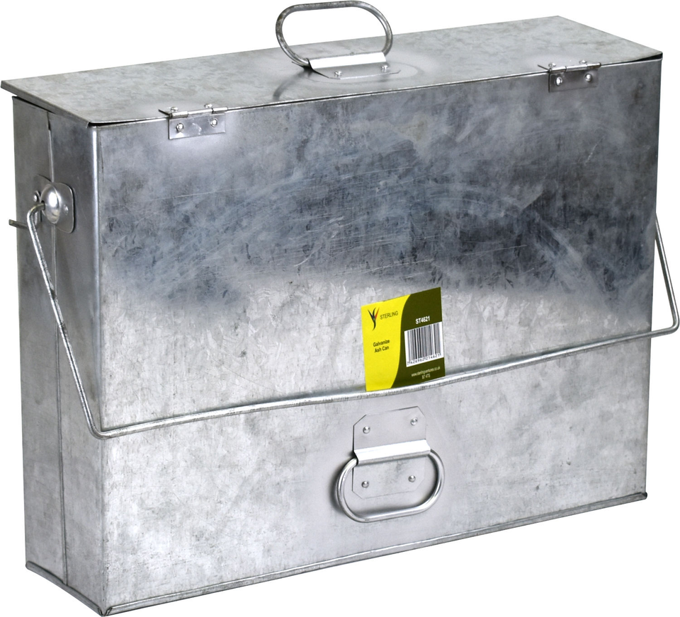 15L Ash Box Carrier Container Can Galvanised Steel Fireplace Metal Ash ...