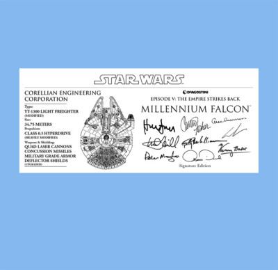 Star Wars DeAgostini Fanhome Millennium Falcon 3x7 brushed metal plaque ...