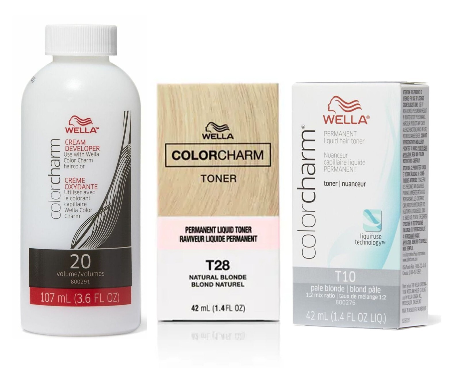 Wella Color Charm T-10, 14, 28, 050 with 20 DEVELOPER 0.21oz Combo ...
