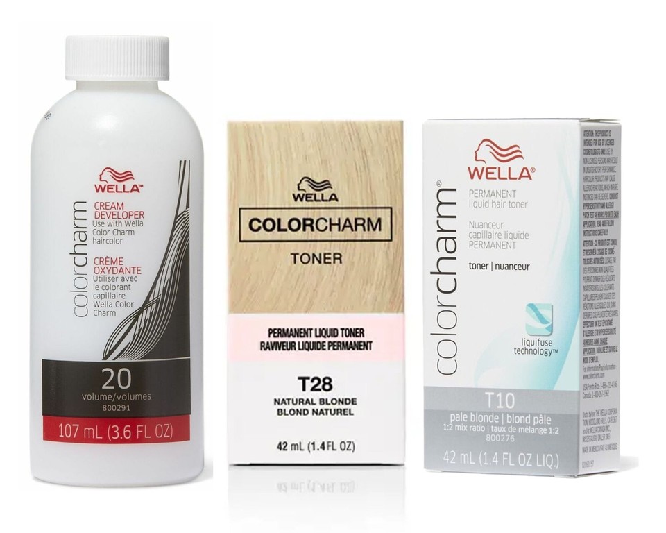 Wella Color Charm T-10, 14, 28, 050 with 20 DEVELOPER 0.21oz Combo ...
