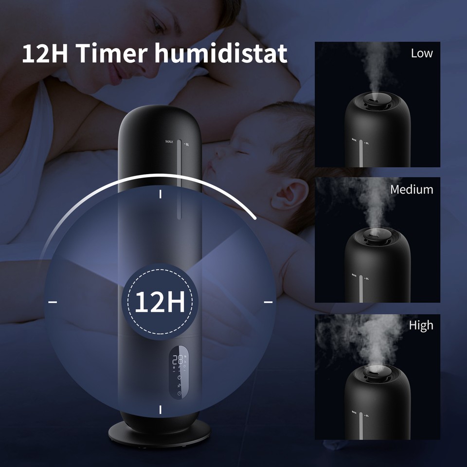 SEJOY 8L Air Humidifier for Bedroom Ultrasonic Cool Mist Essential Oil ...