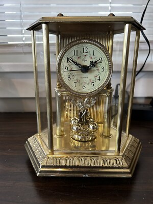 Vintage ELGIN Anniversary Brass Carriage Mantel Clock Quartz | eBay