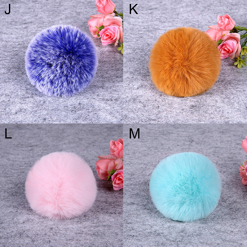 DIY 8CM Faux Rabbit Fur Hair Ball Hairs Cute Keychain Accessories 1pc ...