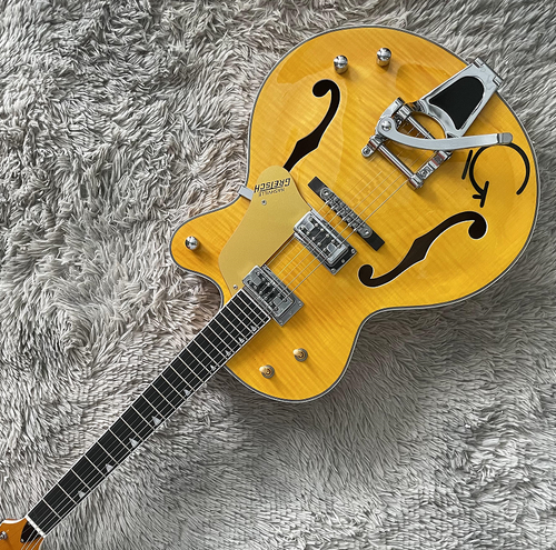 Custom L5 Hollow Body Electric Guitar Archtop Yellow Flamed Maple Top ...