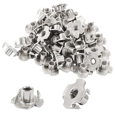 50 Pcs M5 x 8mm T-Nuts Stainless Steel Four Pronged Tee Nut for Wood ...