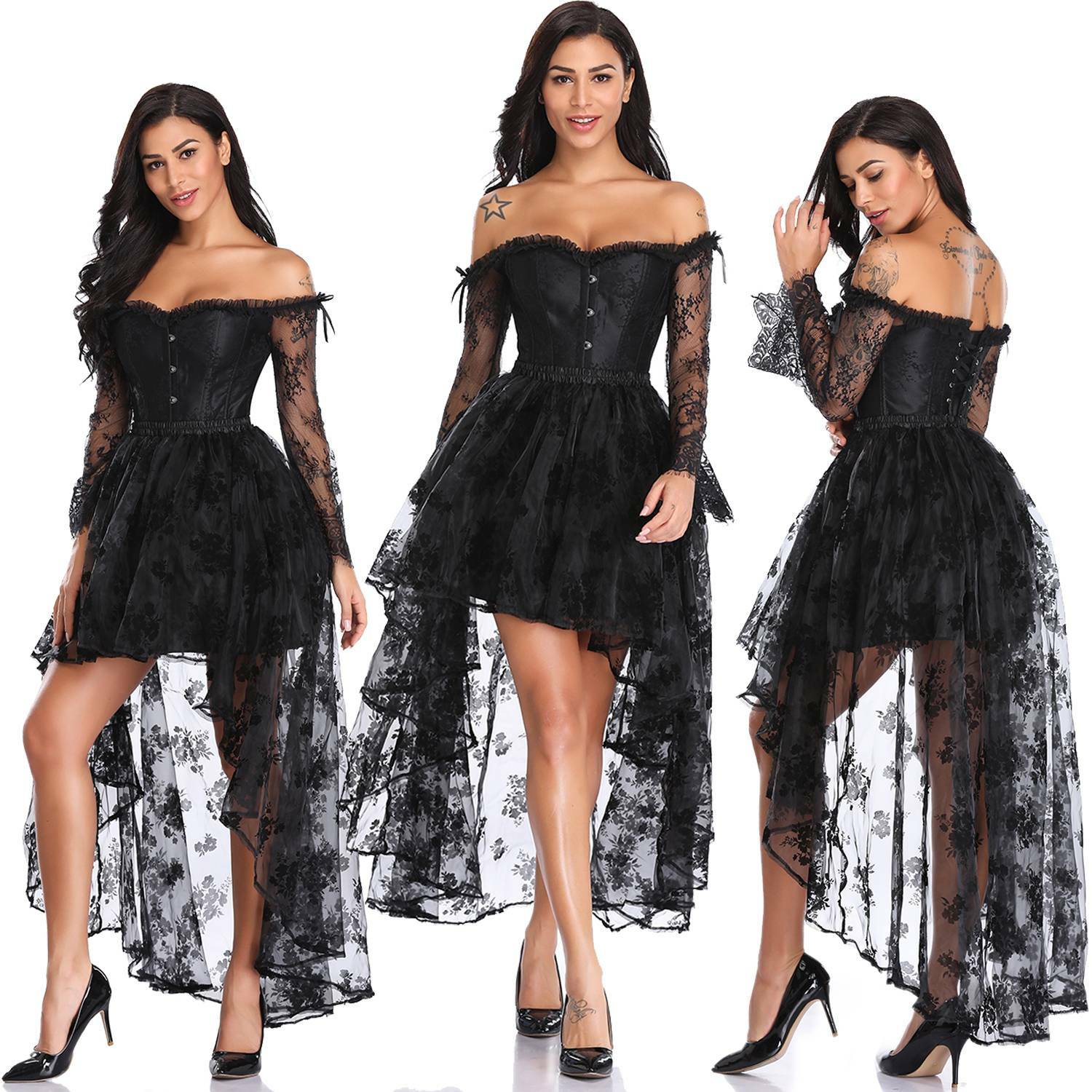 Women Sexy Burlesque Bustier Moulin Rouge FANCY DRESS Party Costume ...