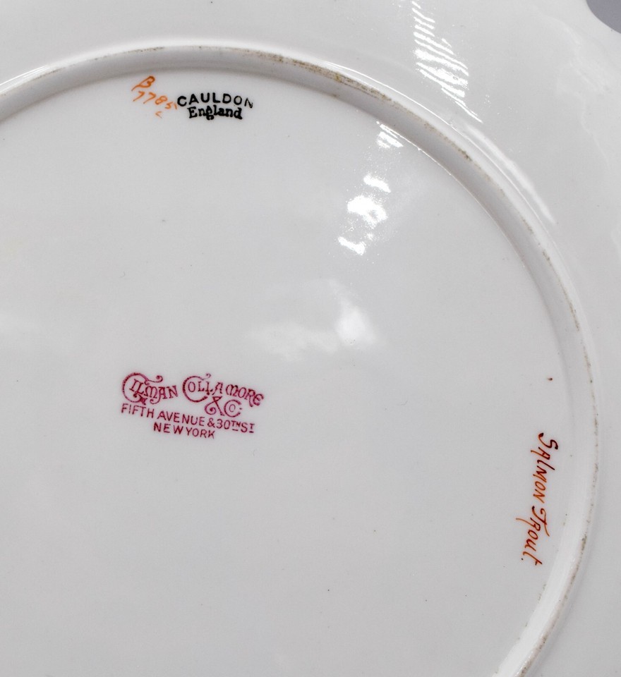 Cauldon Hand Painted Cabinet Plate - Salmon Trout Signed J. Birbeck Sen ...