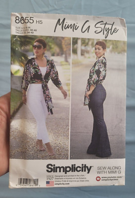 SIMPLICITY PATTERN 8655 TOP BELL BOTTOM PANTS MISSES SIZES 6 8 10 12 14 ...