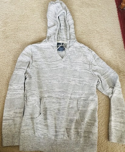 American Rag Cie Hoodie Sweater Mens Size Large Gray Knit Front Pocket ...