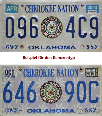 Oklahoma Cherokee Nation License Plate original US Nummernschild | eBay.de
