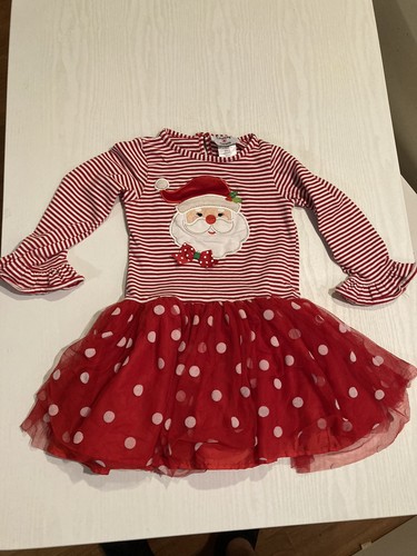 Santa Christmas Tutu Dress Girls Size 6 Red Stripes Polka Dots Counting ...