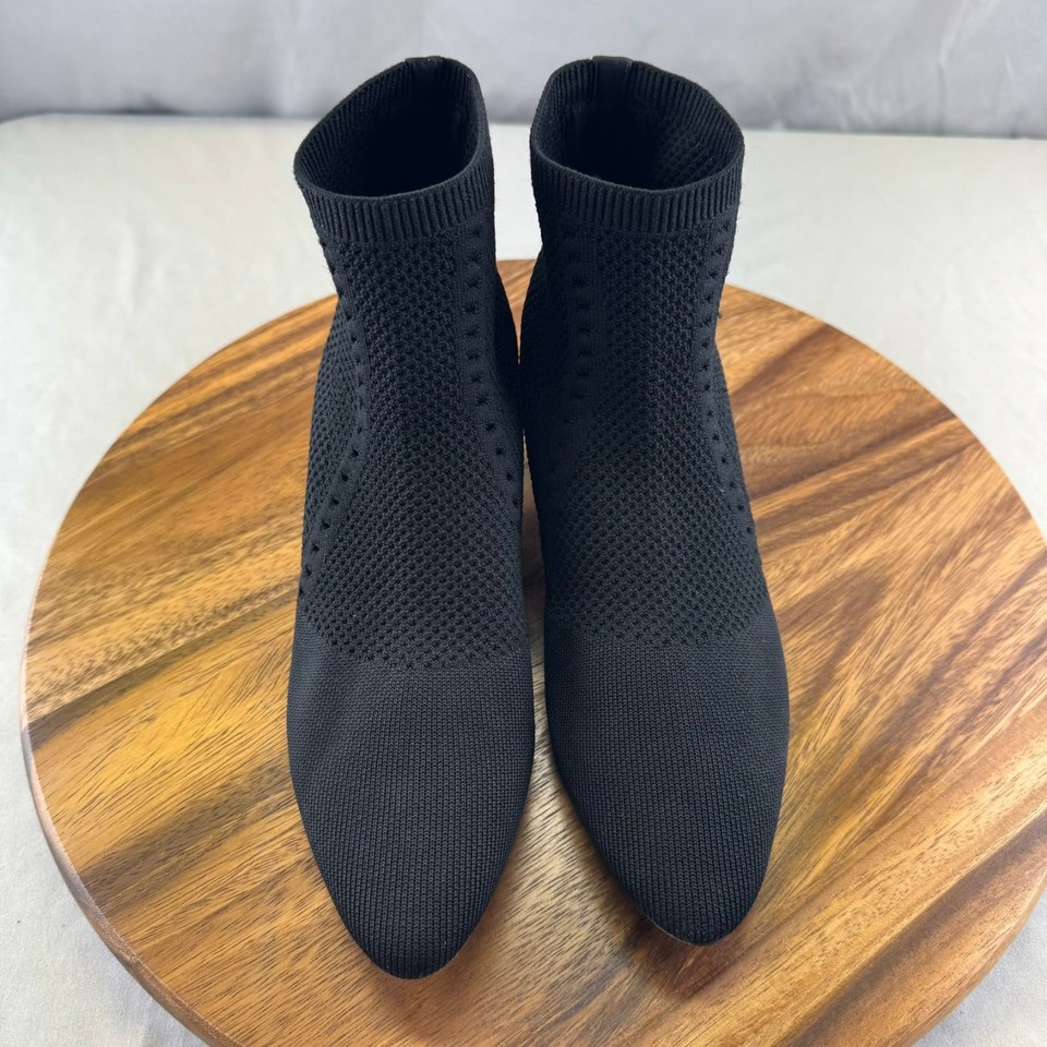 Eileen Fisher Purl Recycled Stretch Knit Sock Bootie Black Luxury Women ...