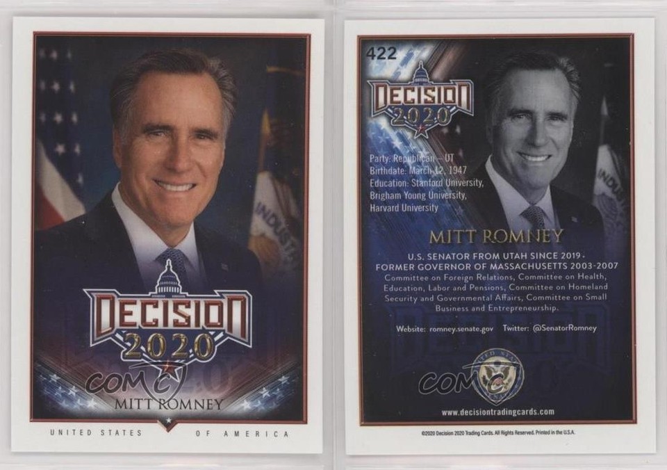 2020 Decision 2020 Mitt Romney #422 3hd | eBay