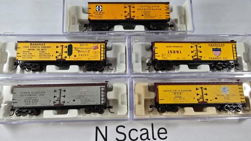 Atlas N Scale 40' Woodside Reefer Runner Set 5 Different Cars | eBay
