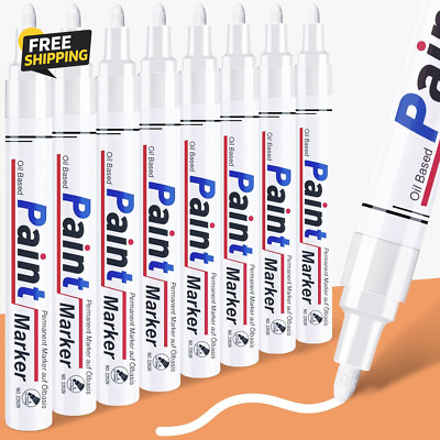 White Permanent Marker Waterproof - 8 White Paint Markers for Metal ...