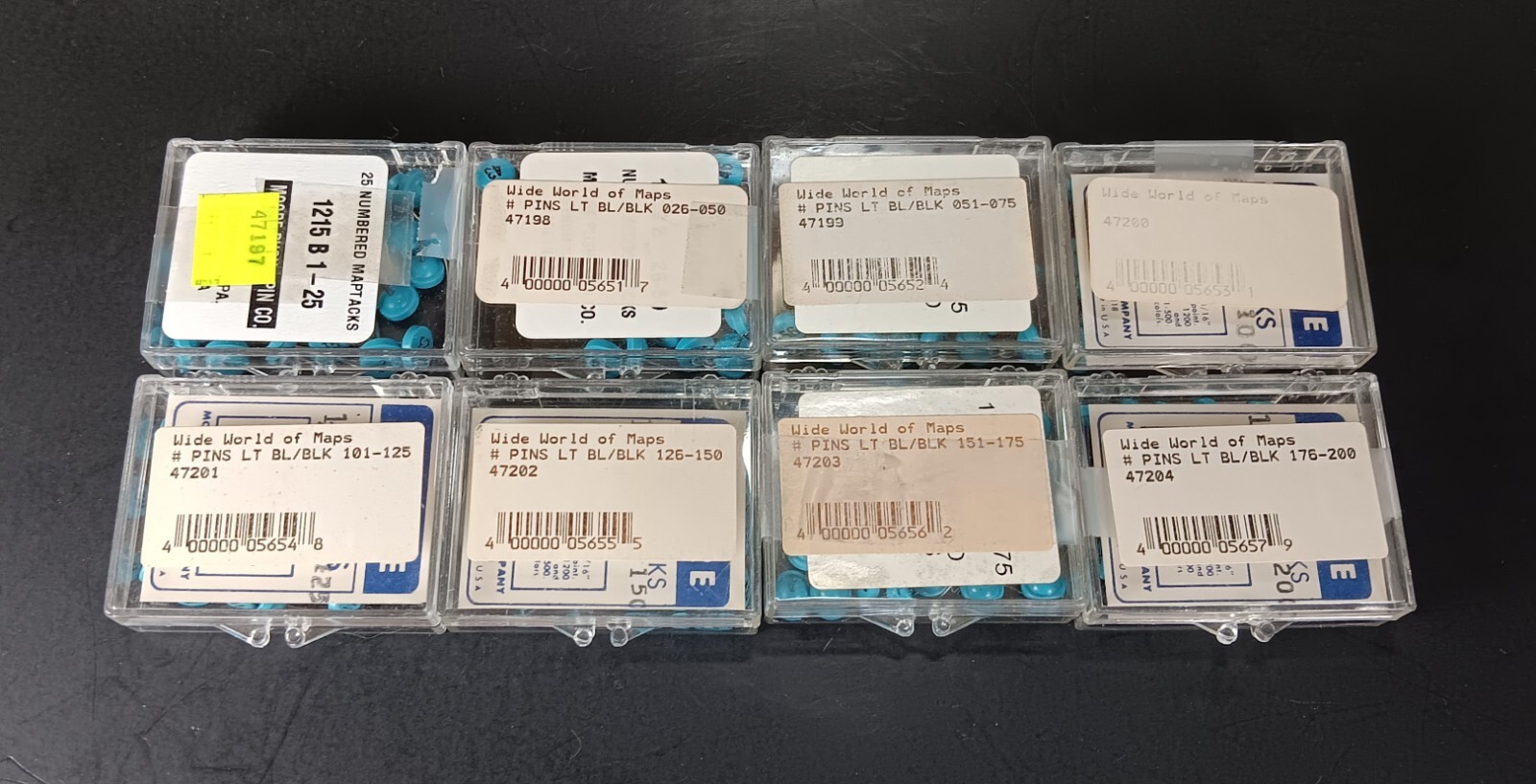 Moore Numbered Map Tacks Blue #1- 200 Push Pins 8 Cases | eBay