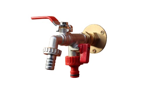 Outside 1/2'' Garden Tap with Through The Wall Flange Bracket Set for ...