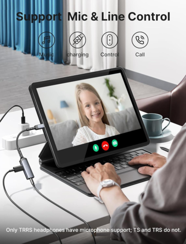 JSAUX USB C to 3.5mm Headphone and Charger Adapter, 2-in-1 AUX Mic Jack ...