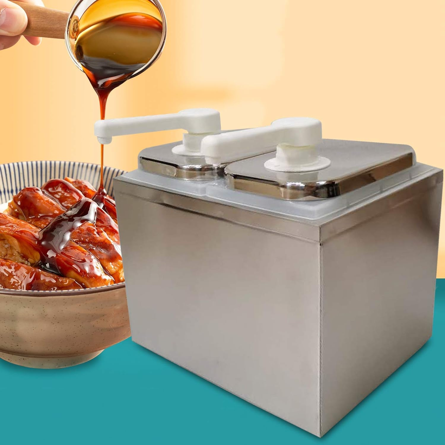 2 Bucket Condiment Pump Station,Stainless Steel Sauce Dispenser Pump ...