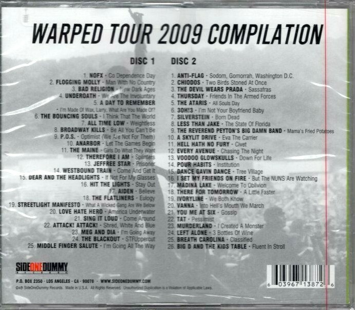 2008 Warped Tour Compilation [2 Discs] (CD, 2009, Side One Dummy ...