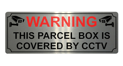632 WARNING PARCEL BOX COVERED CCTV Metal Aluminium Plaque Sign Door ...