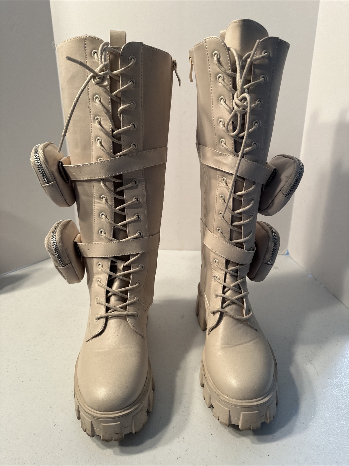 Nature Breeze Tan Thick Platform Knee High Boots Wom… - Gem