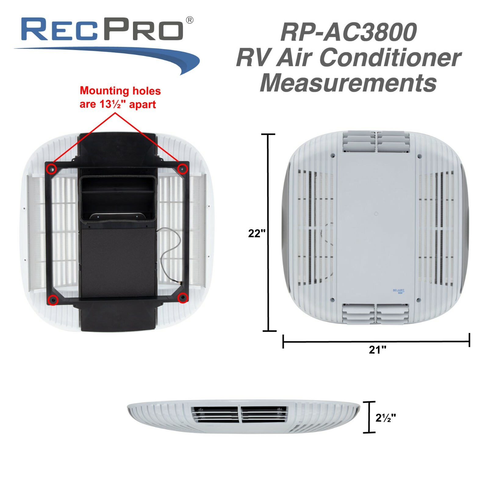 RecPro RV Air Conditioner 15K Heat Pump Camper Non-Ducted Rooftop AC ...