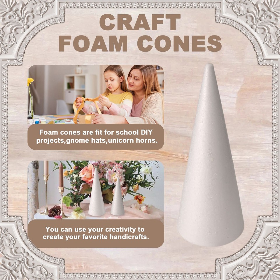 2X(24Pack Craft Foam Cones, Foam Tree Cones, Cones Shaped Foam for Arts ...