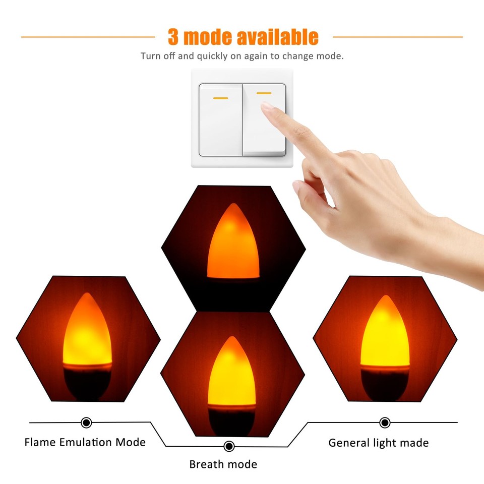 Flickering Light Bulbs,3 Modes Led Flame Effect Light Bulb, Smart E12 ...