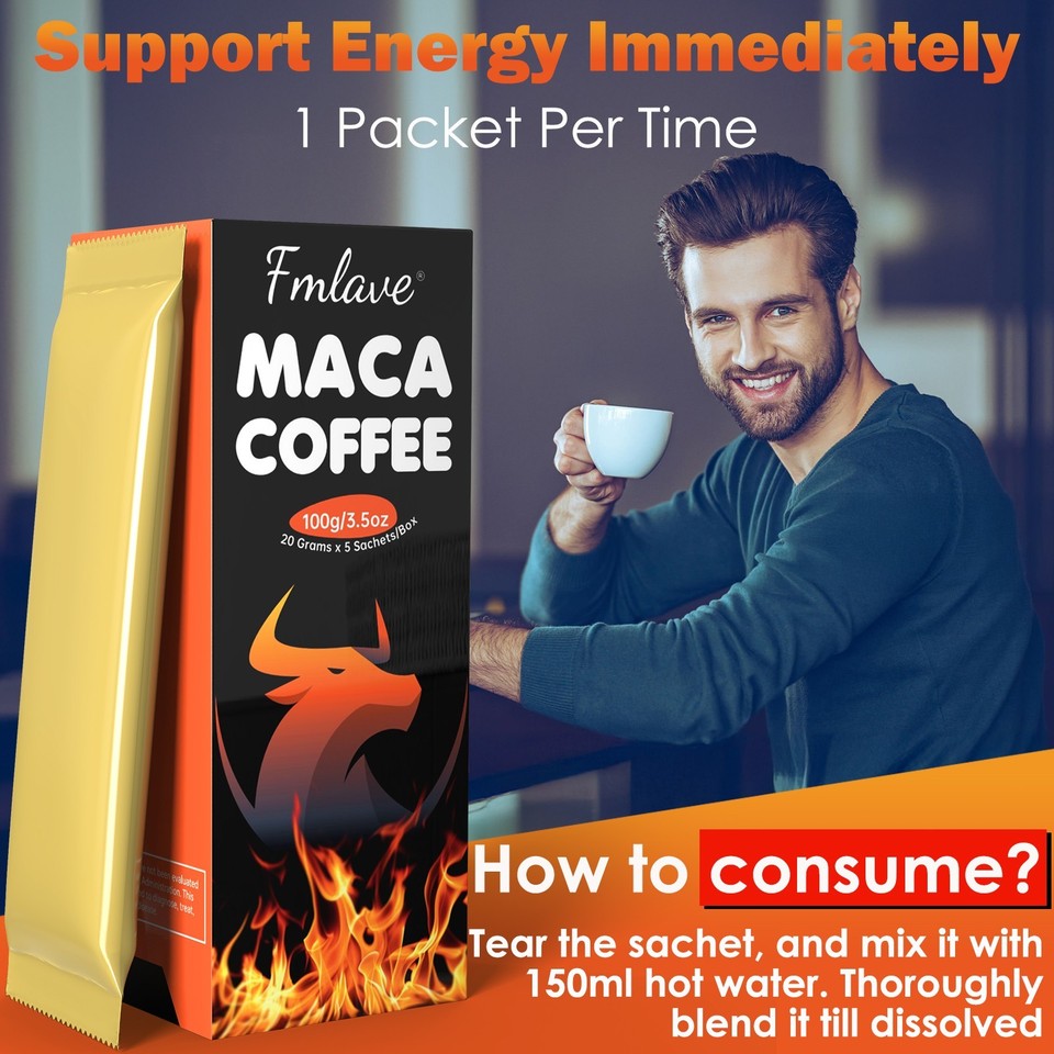 Maca Coffee for Men Herbal Supplement Coffee Energy Ginseng Ashwagandha ...